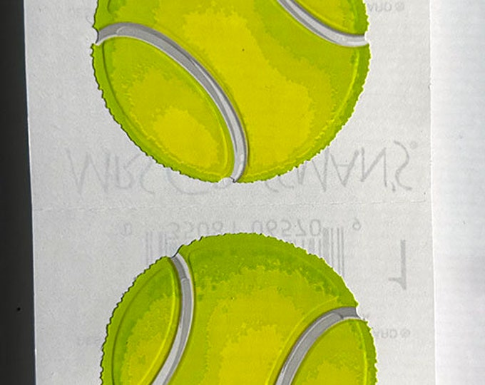 STICKERS: TENNIS Balls - 1 Full Sticker Strip of 4 Tennis Ball Stickers ...