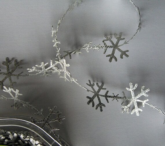 Christmas Silver Snowflakes Trim Ribbon / Metallic Snowflake - Etsy