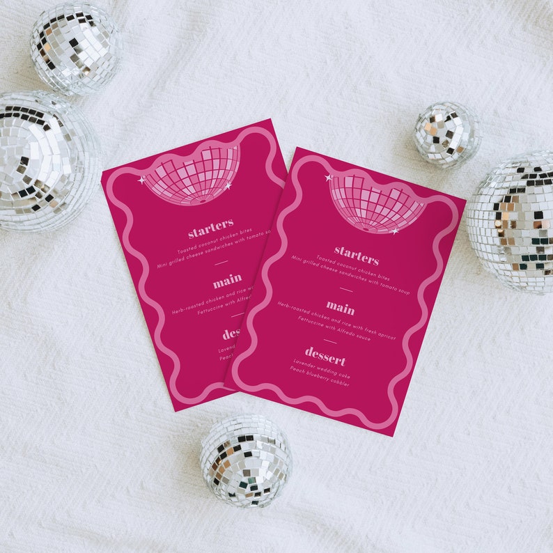 Editable Disco-themed Menu Card Template **digital File Only** - Etsy