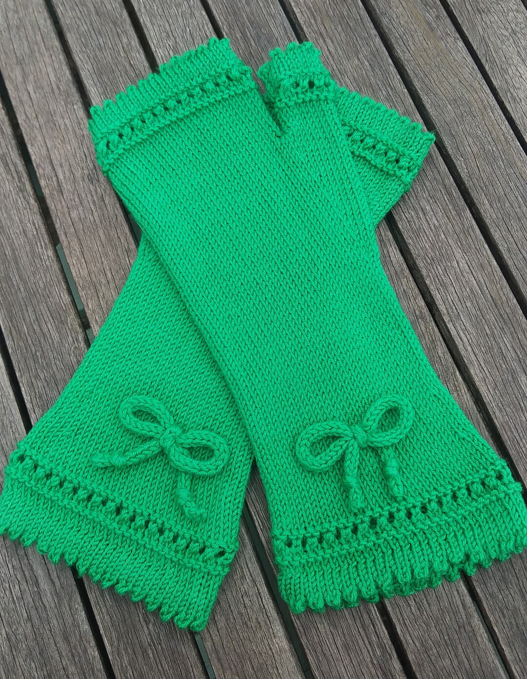 Hand Crafted Lace and Garter Stitch Edged Wrist Warmers in - Etsy