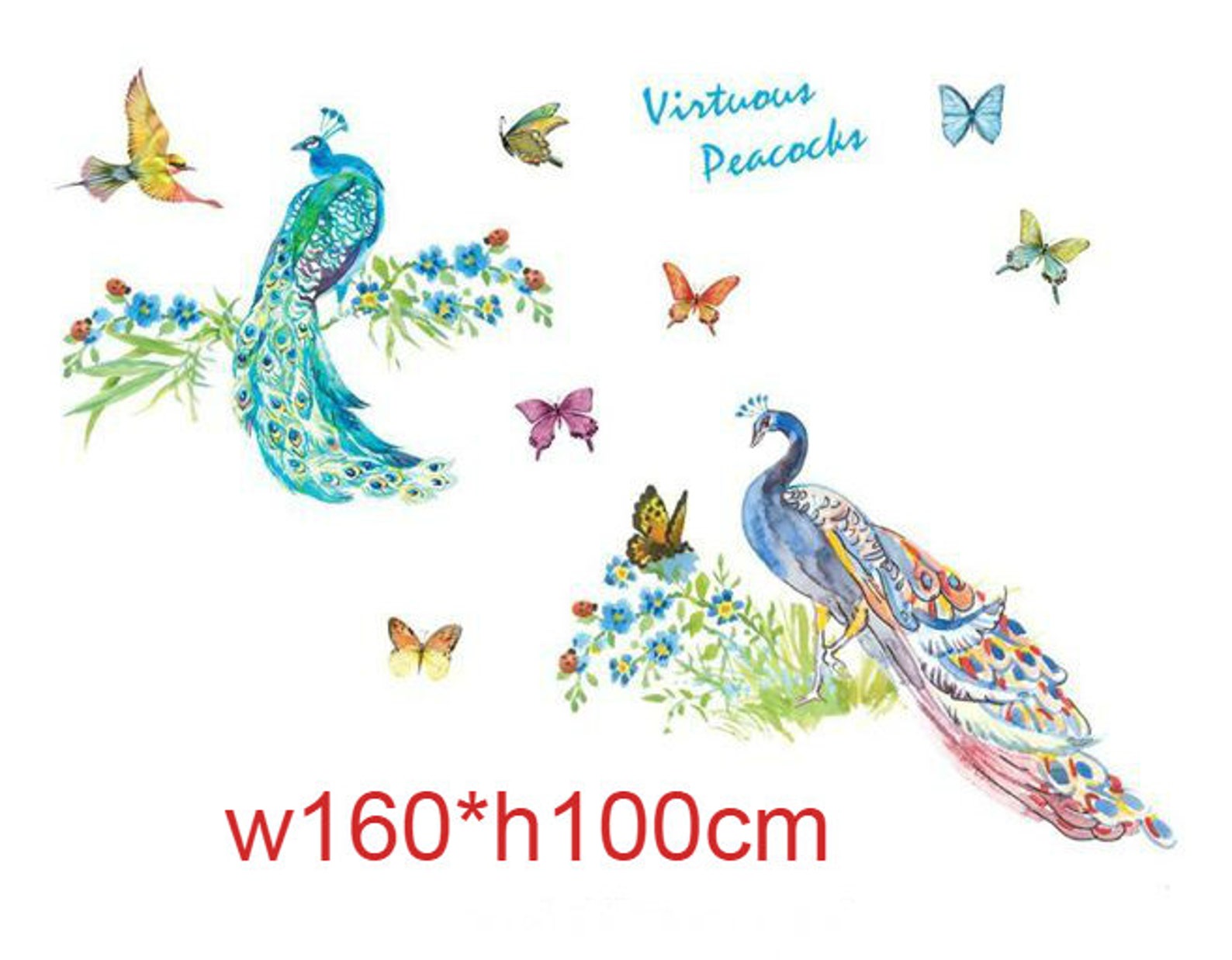 Green Peacock Wall Decal Bird Wall Decal Peacock Sticker | Etsy