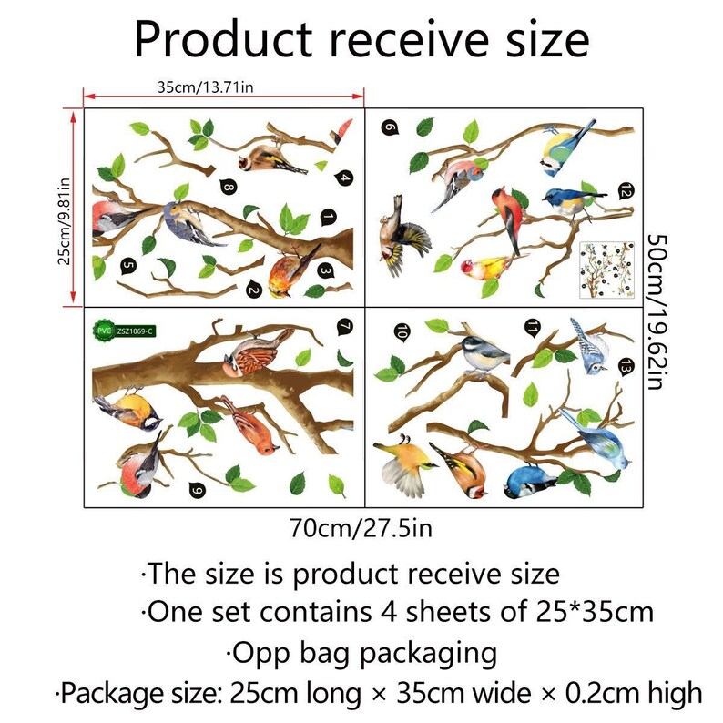 Tree Branch Decal and Bird Wall Decals Birds on Tree Branch - Etsy