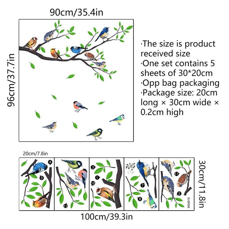 Tree Branch Decal and Bird Wall Decals Birds on Tree Branch - Etsy