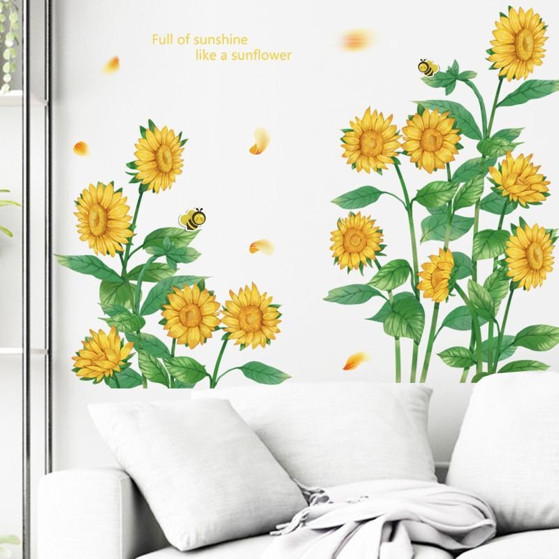 Sunflower Bush Wall Sticker Sunflower Wall Sticker Sunflower | Etsy