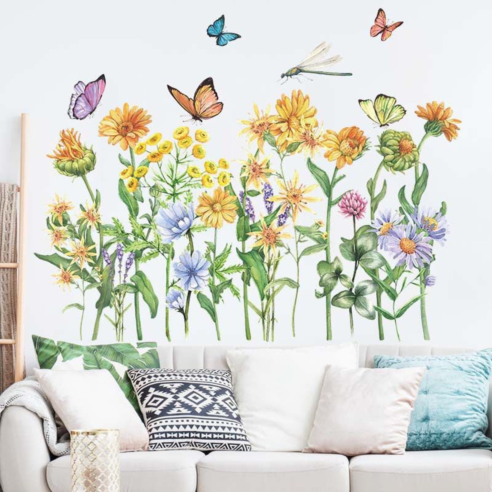 Color Flower Wall Decals Plant Flower Decals Flower and - Etsy