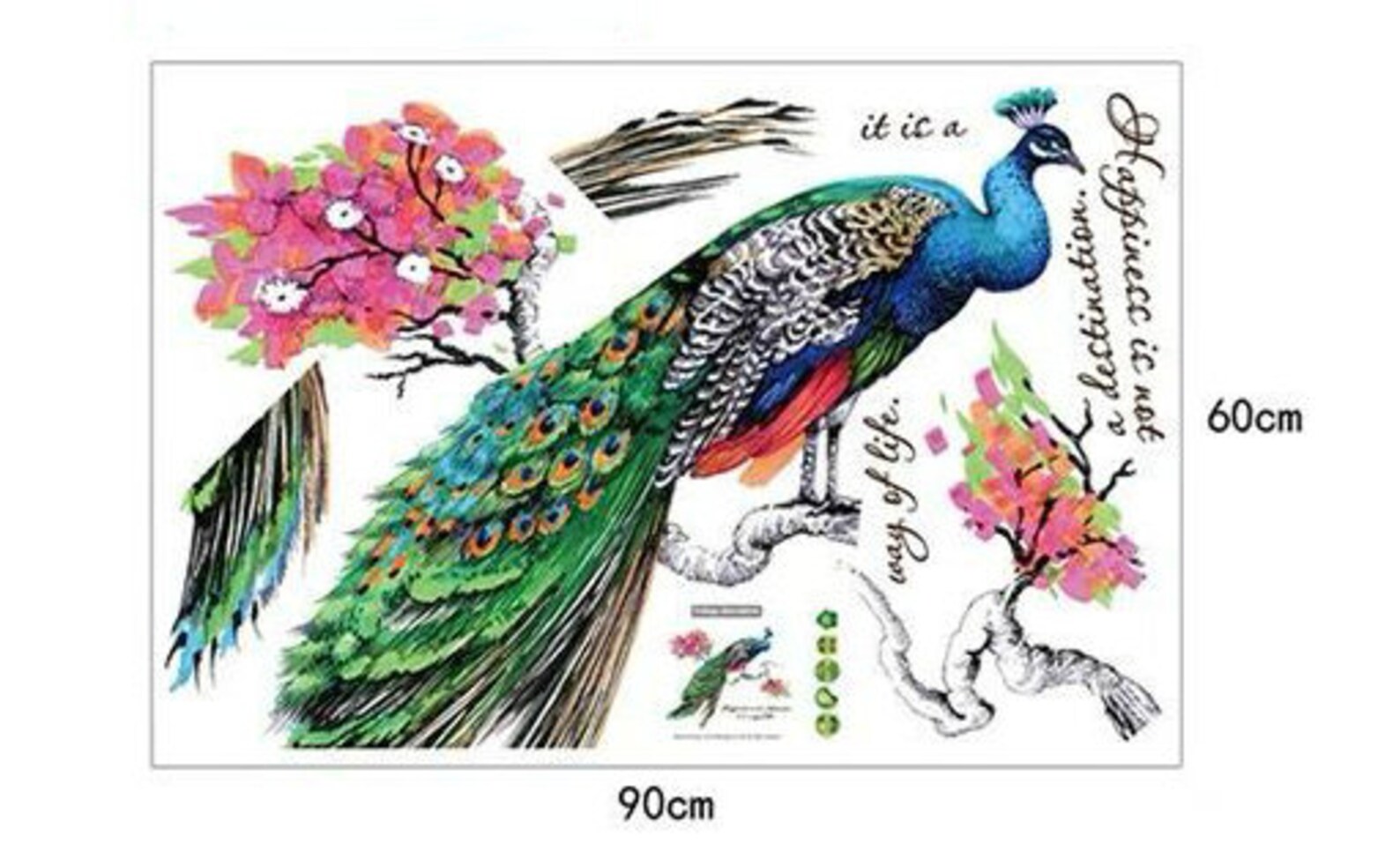 Green Peacock Wall Decal Bird Wall Decal Peacock Sticker | Etsy