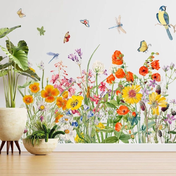 Color Flower Wall Decals Plant Flower Decals Flower and - Etsy