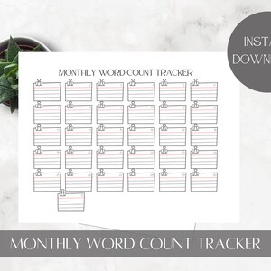 Monthly Word Count Tracker Printable Printable Writing - Etsy