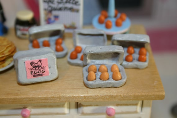 6 Eggs in a box dollhouse food fimo food miniature food | Etsy