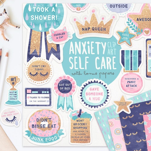 3 FOR 2. Anxiety / Depression Self Care Award Digital Clipart - Etsy