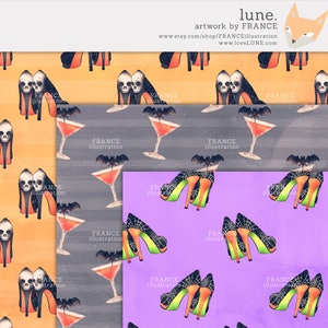 3 FOR 2. Halloween Digital Paper. Halloween Fashion Illustrations ...
