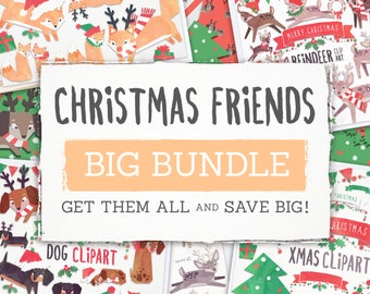 Christmas Mix BIG BUNDLE 7 Christmas Themed Clipart Digital | Etsy