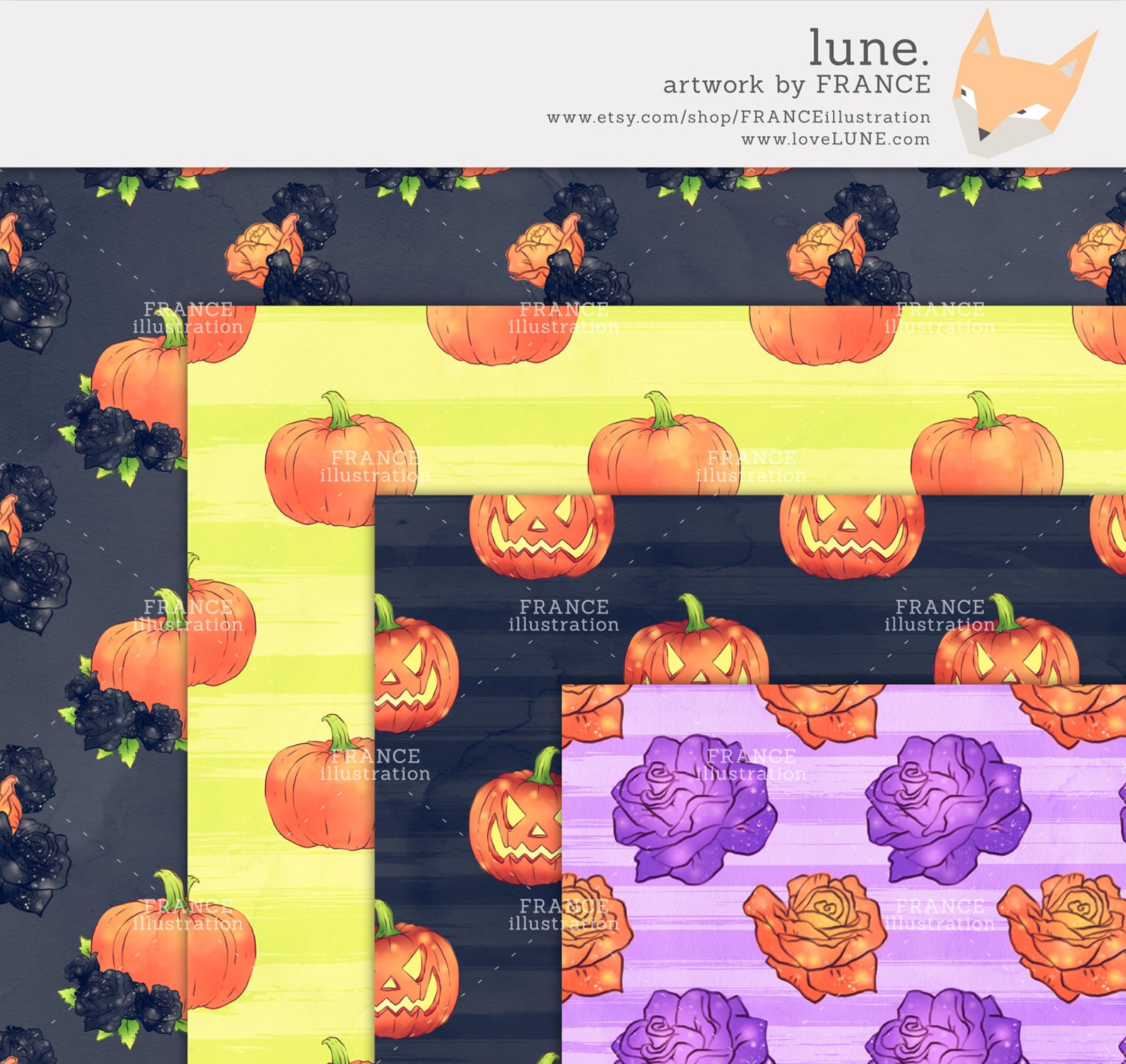 3 FOR 2. Halloween Digital Paper. Halloween Fashion Illustrations ...