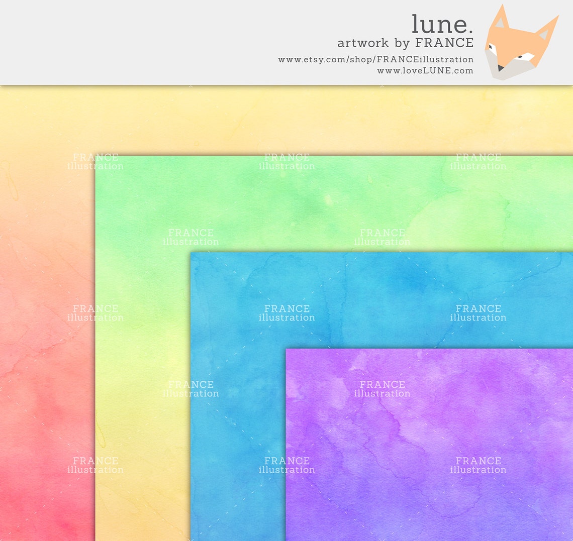 3 FOR 2. Watercolor Digital Paper. Bright Ombre Watercolor | Etsy