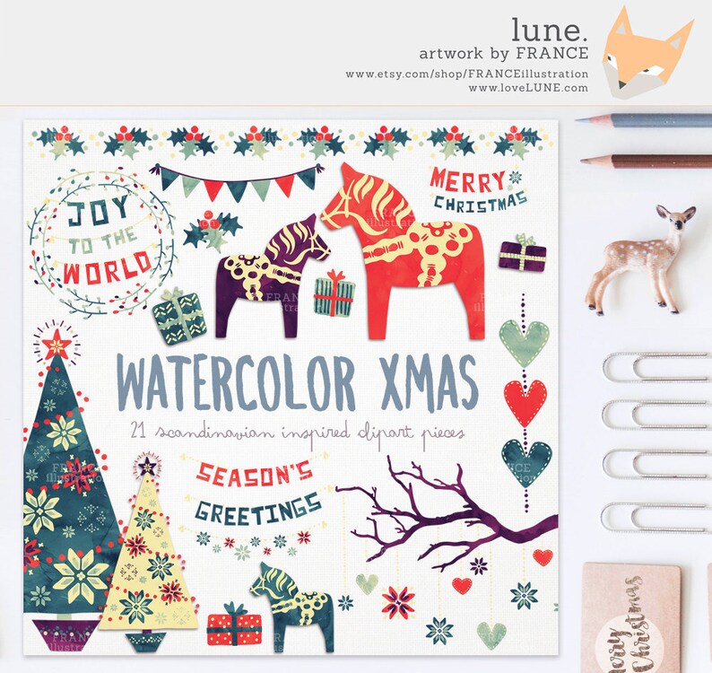 Christmas Mix BIG BUNDLE! 7 Christmas Themed Clipart, Digital Paper ...