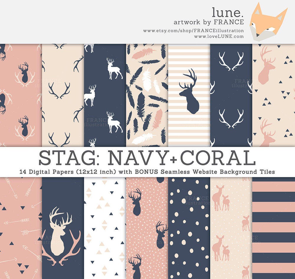 Tribal Stag Digital Paper BIG BUNDLE 10 Paper Sets: Deer | Etsy