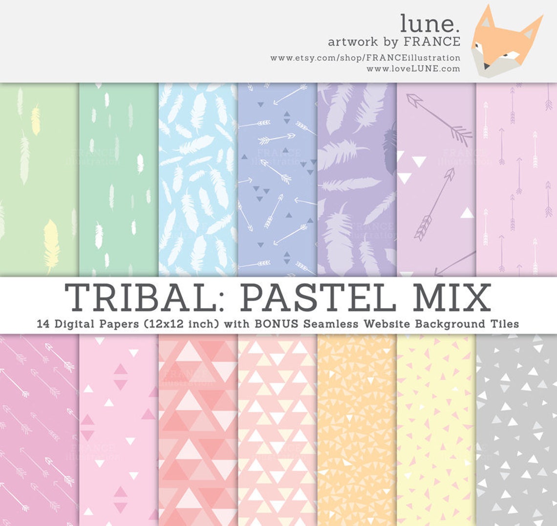 Tribal Stag Digital Paper BIG BUNDLE! 10 Paper Sets: Deer, Arrows ...