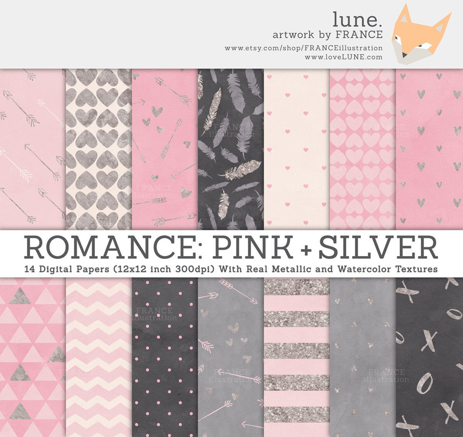 Romance Digital Paper BIG BUNDLE 10 Watercolor Gold Foil - Etsy