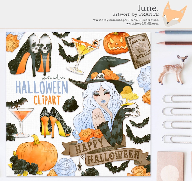 Halloween BIG BUNDLE 7 Clip Art and Digital Paper Sets. | Etsy