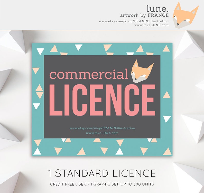 1 COMMERCIAL LICENCE for Small Runs under 500 Units. | Etsy