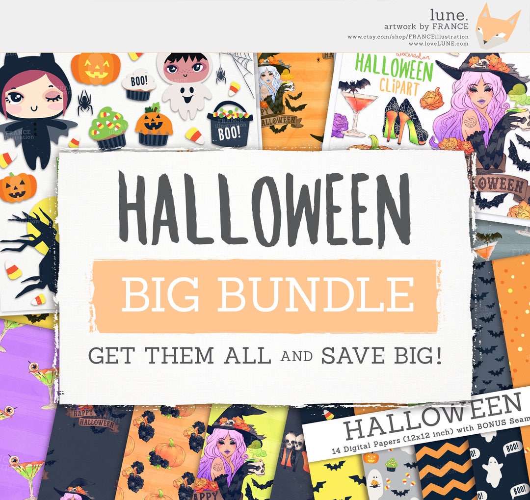 Halloween BIG BUNDLE! 7 Clip Art and Digital Paper Sets. Lil'smushies ...