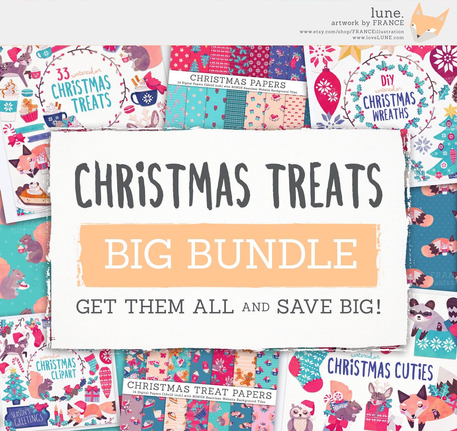 Christmas Treats BIG BUNDLE 10 Christmas Themed Clipart | Etsy