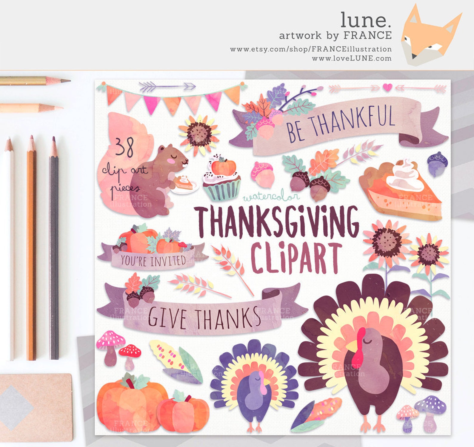3 FOR 2. Thanksgiving Clipart: Autumn Watercolour Pumpkin - Etsy