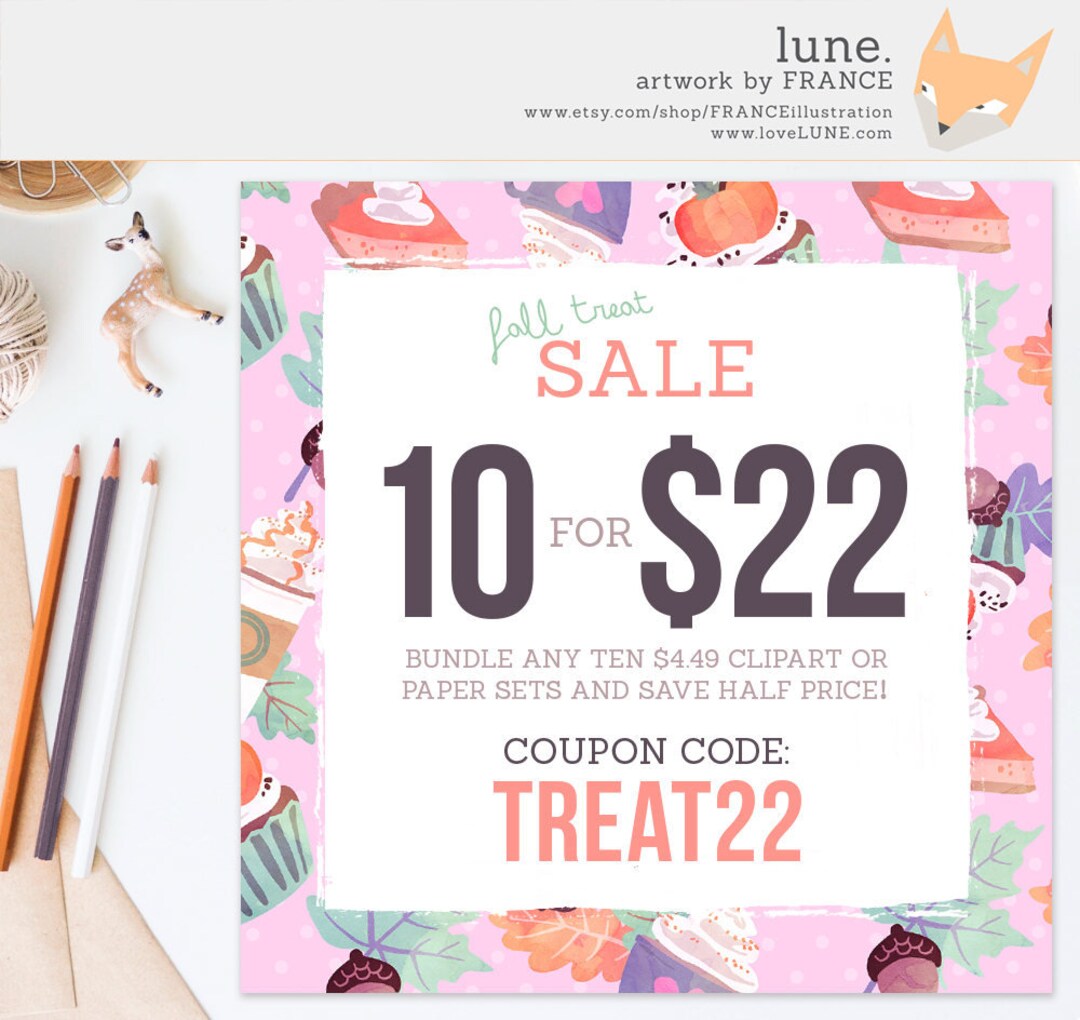 Coupon Code: TREAT22. Get 10 Clipart or Digital Paper Packs for Only ...