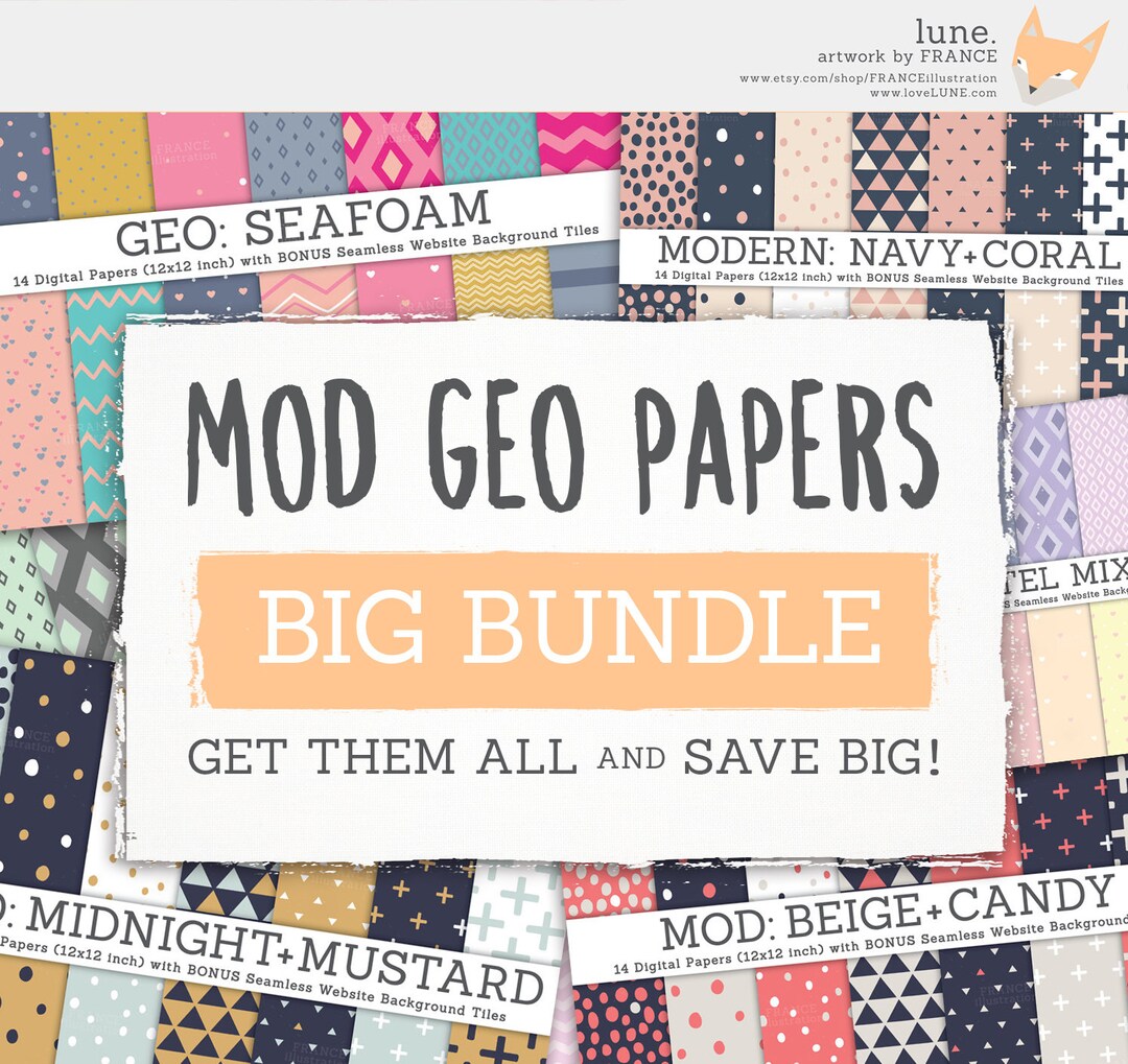 Modern Geometric Digital Paper BIG BUNDLE! 9 Sets (includes Editable ...