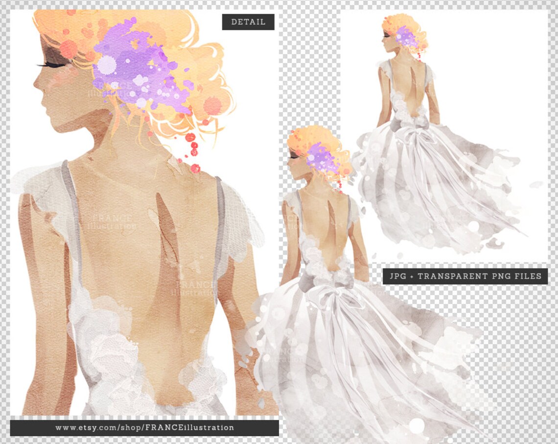 3 FOR 2. Blonde Haired Bride Wedding Artwork. Watercolor - Etsy