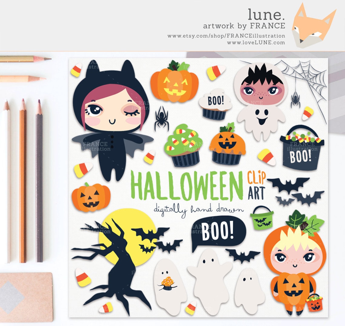 3 FOR 2. Boo! Lil'smushies Halloween Clipart Kids. Ghosts. Carved ...