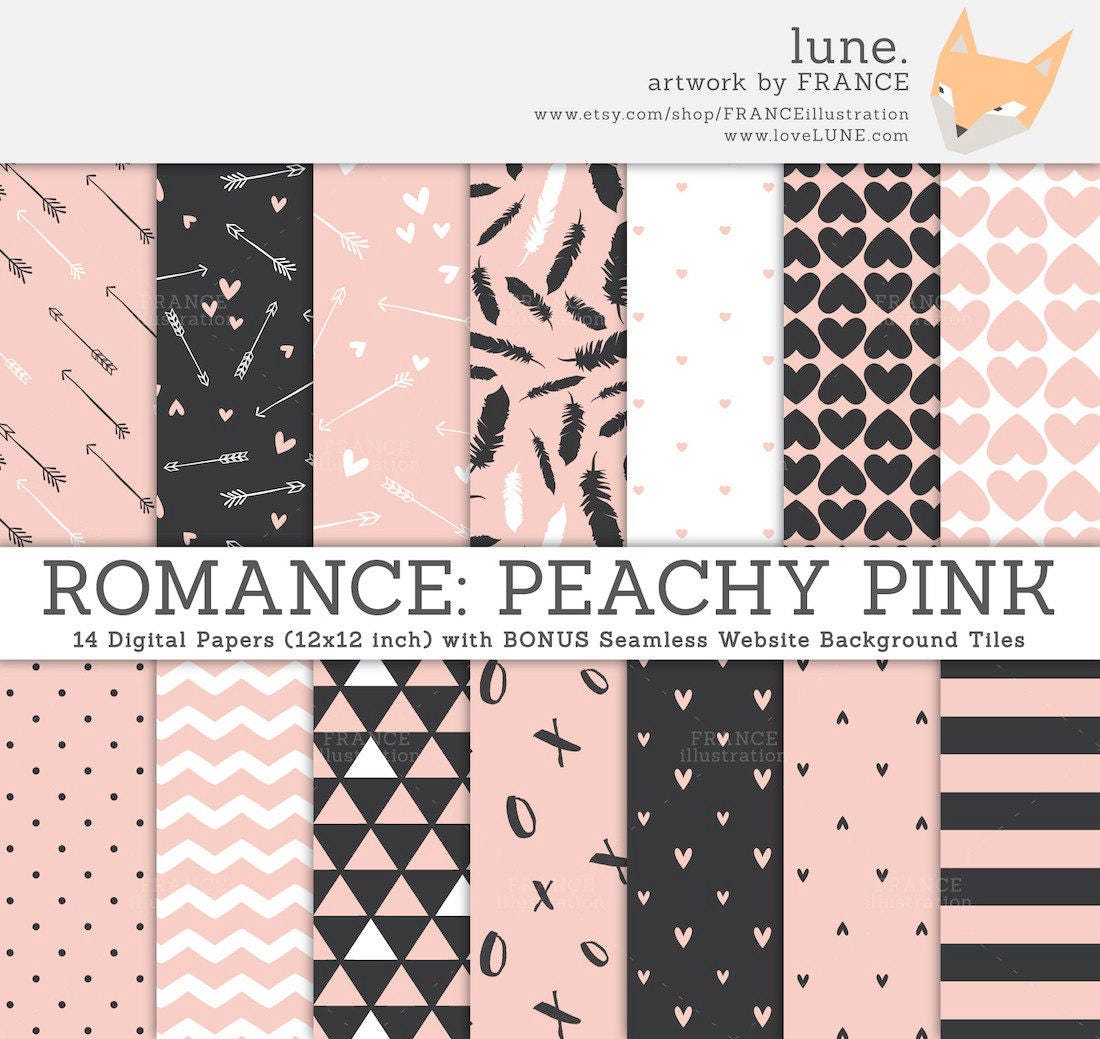 Romance Digital Paper BIG BUNDLE! 10 Watercolor, Gold Foil, Solid ...