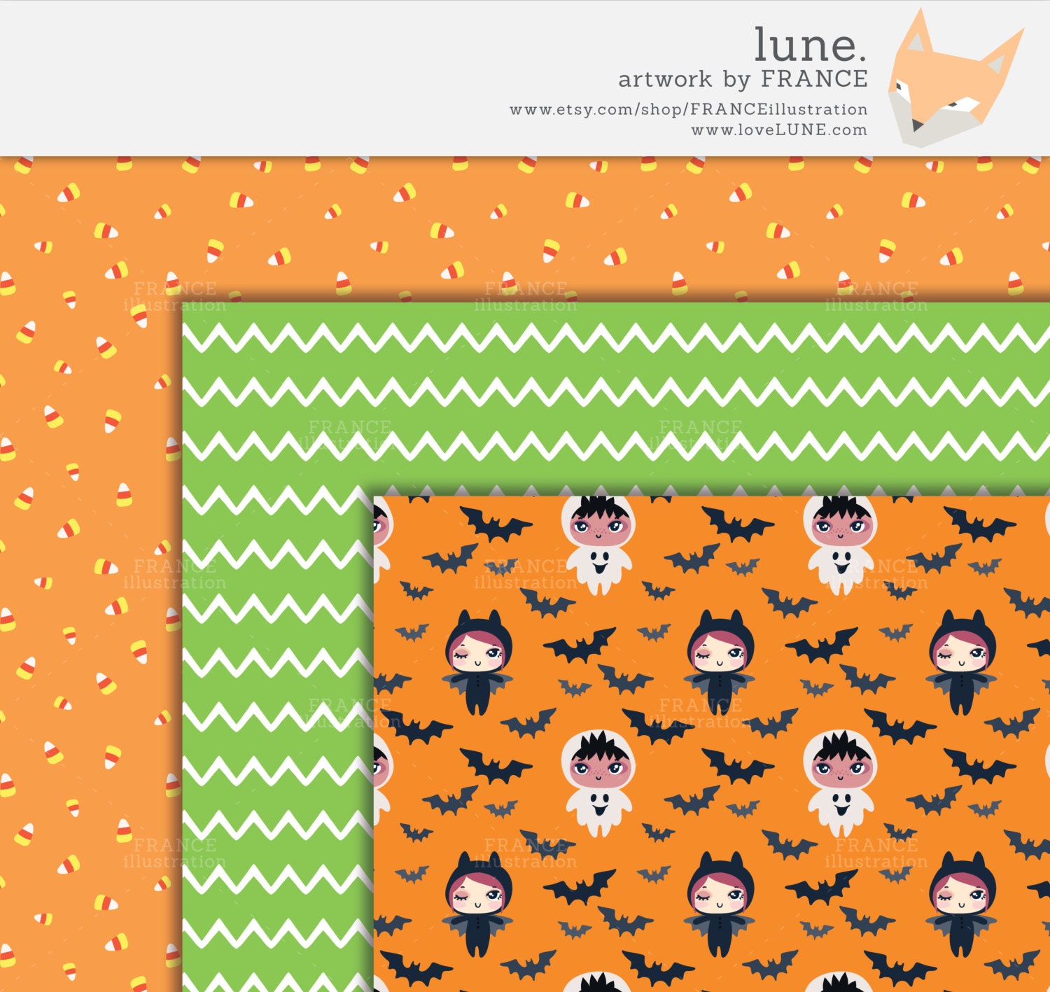 3 FOR 2. Halloween Digital Paper. Cute Kids Party Invitation Designs ...