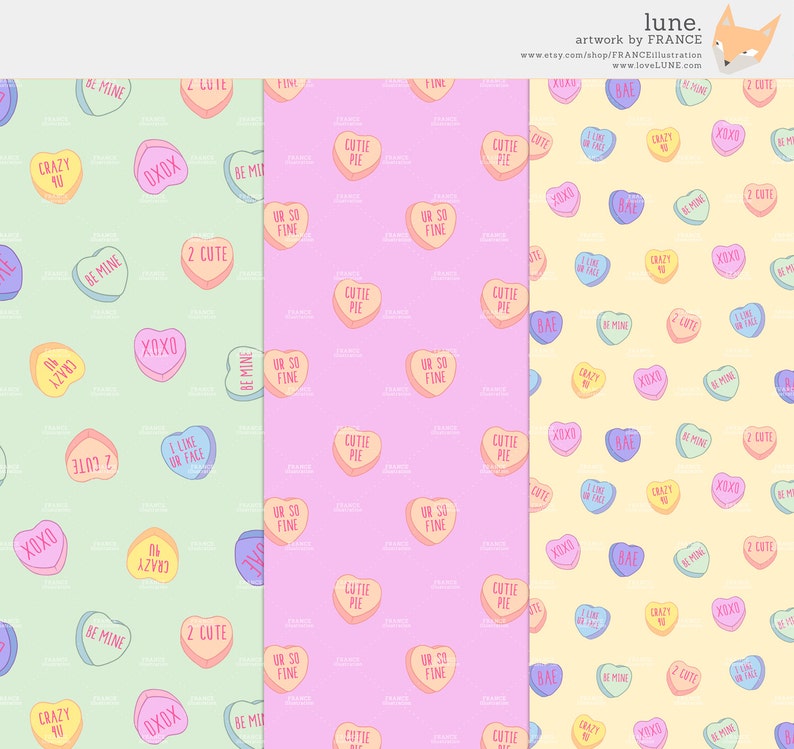 3 FOR 2. Valentine's Day Candy Heart Clipart. Pastel - Etsy