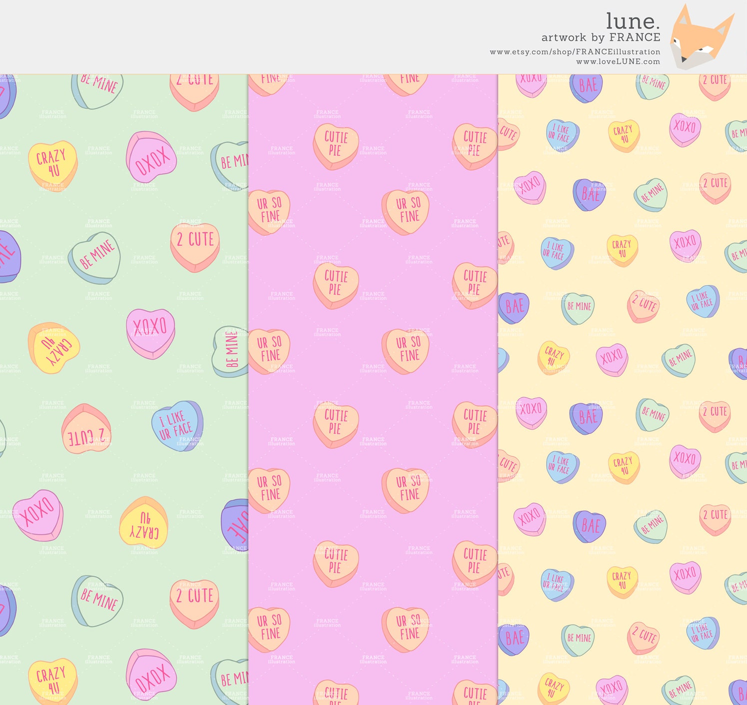3 FOR 2. Valentine's Day Candy Heart Clipart. Pastel | Etsy
