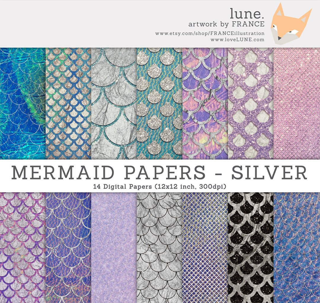 3 FOR 2. Mermaid Glitter Texture Paper - Silver. Photograph. Fish ...