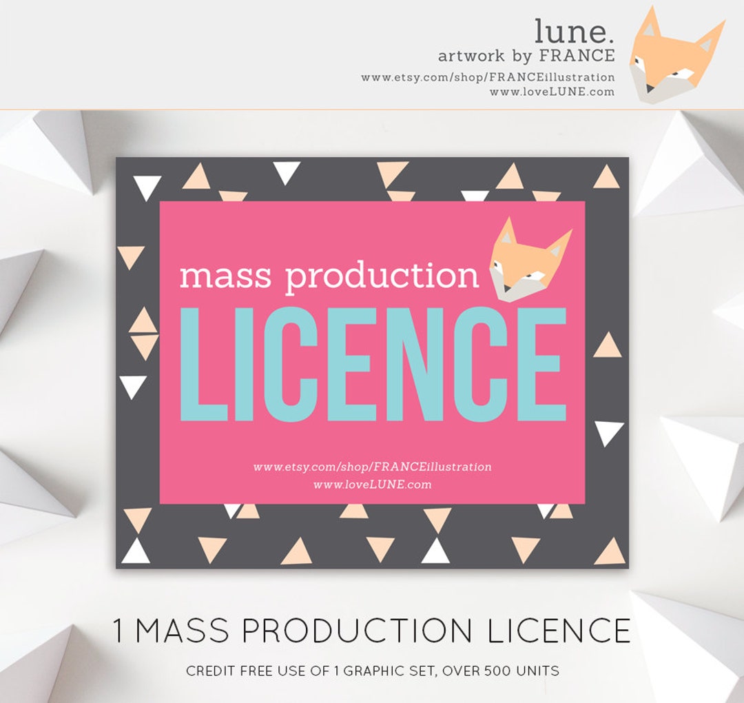 1 MASS PRODUCTION LICENCE for Commercial Runs (over 500 Units). - Etsy