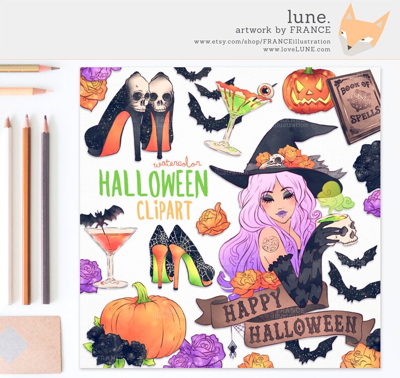 Halloween BIG BUNDLE 7 Clip Art and Digital Paper Sets. | Etsy