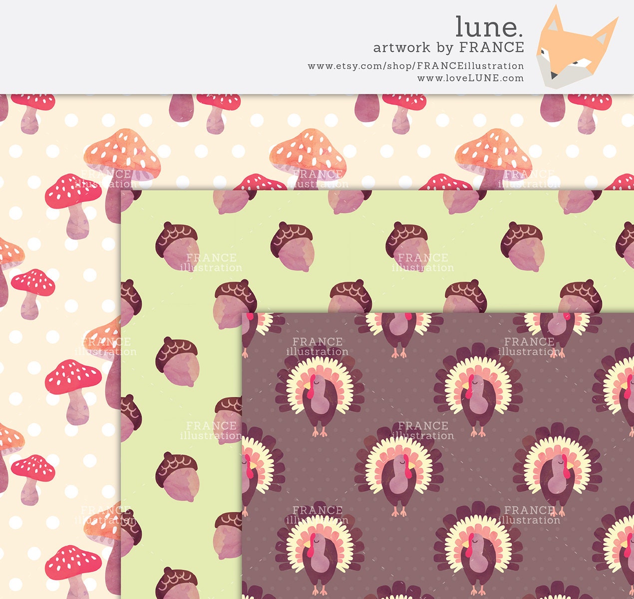 3 FOR 2. Fall Autumn Digital Papers. Thanksgiving Watercolor - Etsy