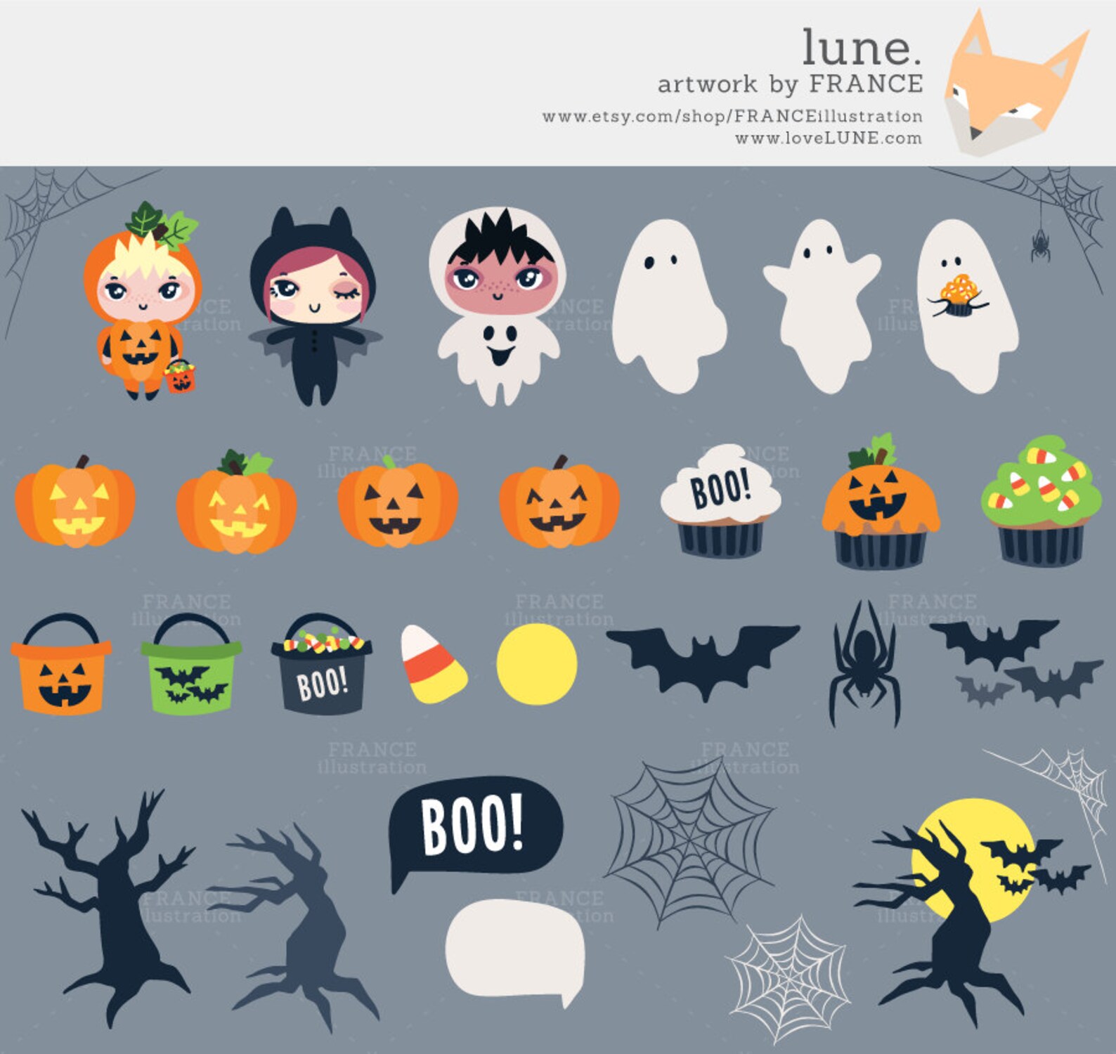 3 FOR 2. Boo! Lil'smushies Halloween Clipart Kids. Ghosts. Carved ...