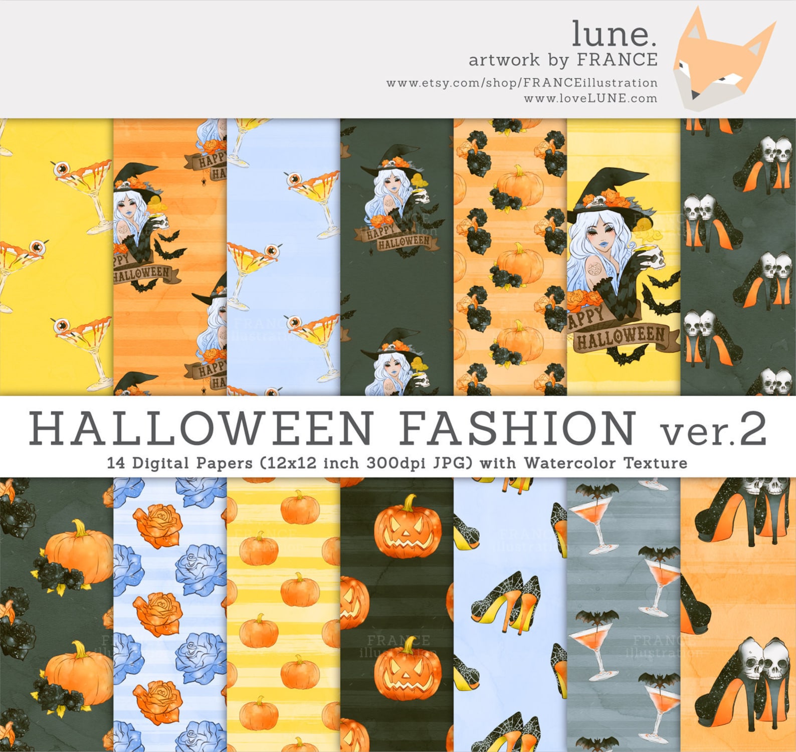 Halloween BIG BUNDLE 7 Clip Art and Digital Paper Sets. | Etsy