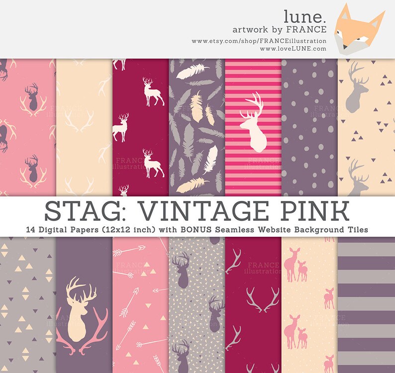 Tribal Stag Digital Paper BIG BUNDLE 10 Paper Sets: Deer | Etsy