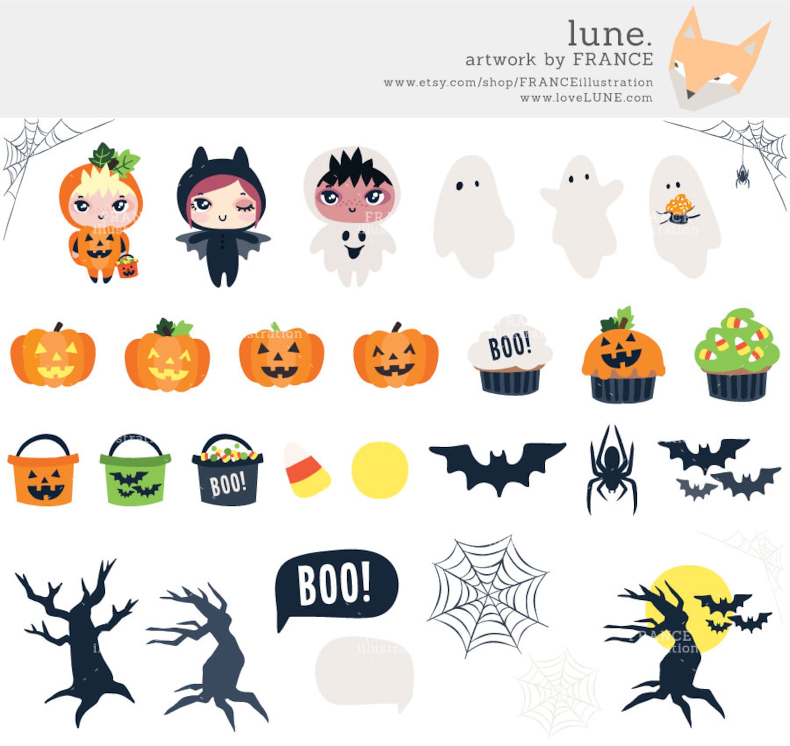 3 FOR 2. Boo! Lil'smushies Halloween Clipart Kids. Ghosts. Carved ...