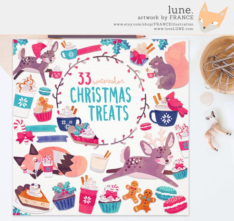 Christmas Treats BIG BUNDLE 10 Christmas Themed Clipart - Etsy