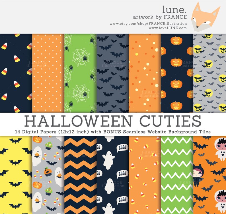 3 FOR 2. Halloween Digital Paper. Cute Kids Party Invitation Designs ...