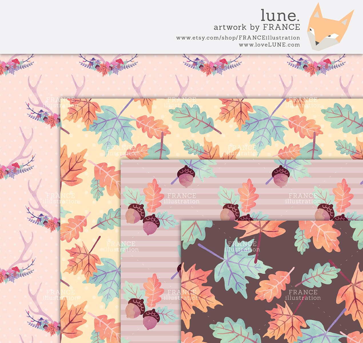 3 FOR 2. Fall Autumn Digital Papers. Thanksgiving Watercolor - Etsy