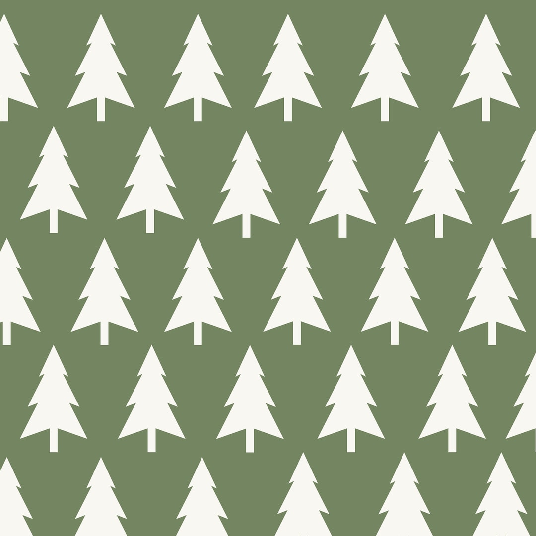 Christmas Tree Pattern on Green - Etsy