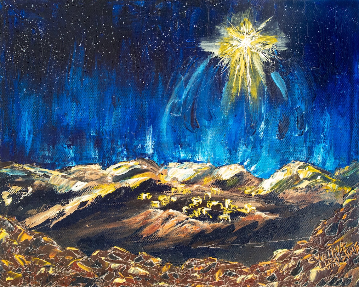 O Little Town of Bethlehem Christmas Painting Seasonal | Etsy