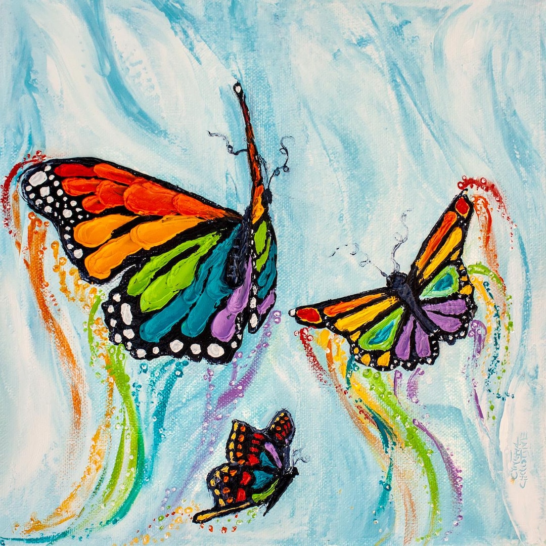 Butterfly Art Print, Fanciful Butterflies, Joyous Rainbow, Winged Joy ...