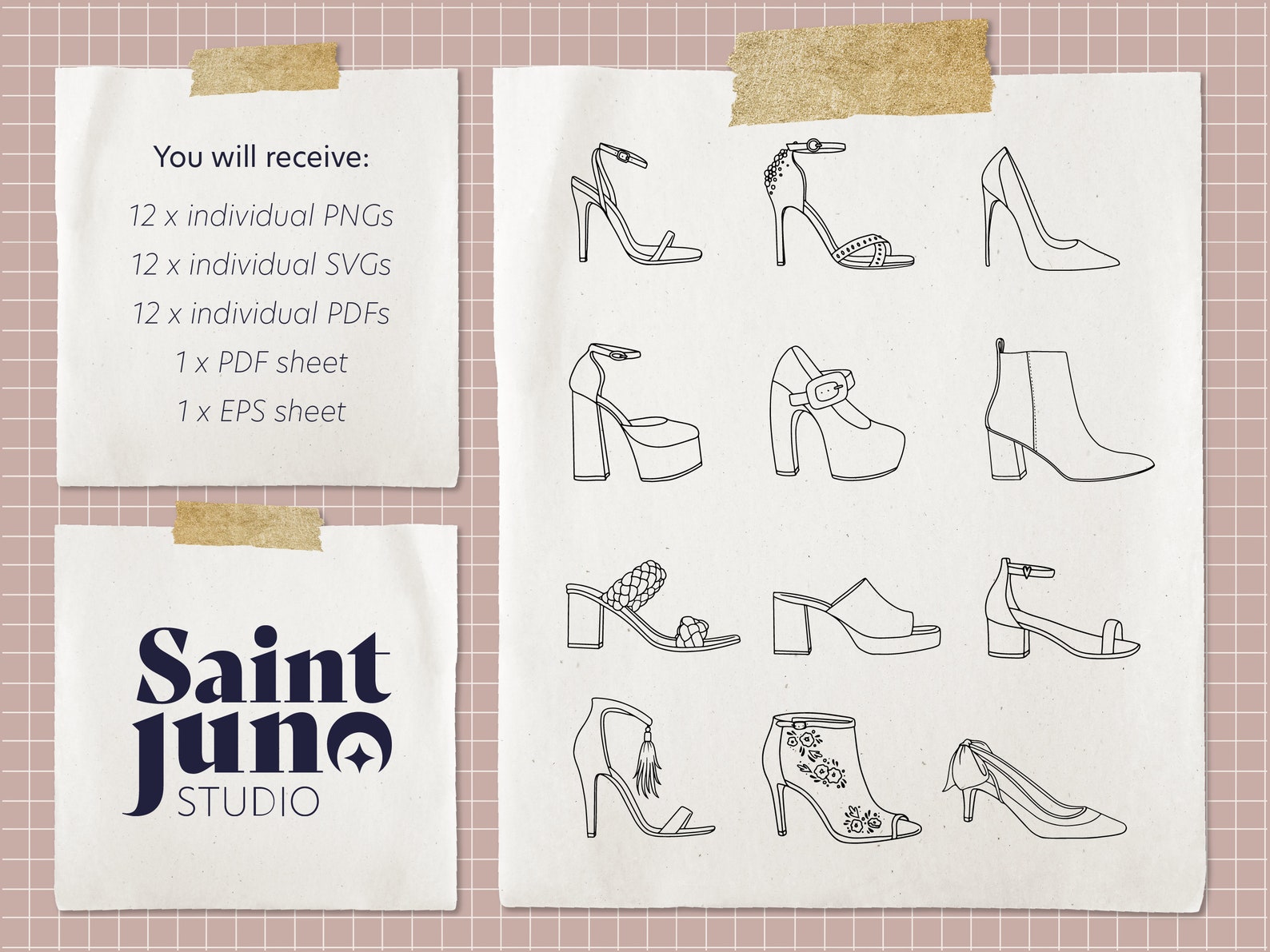 High Heel Clipart / Wedding Heel Illustration / Minimalistic - Etsy